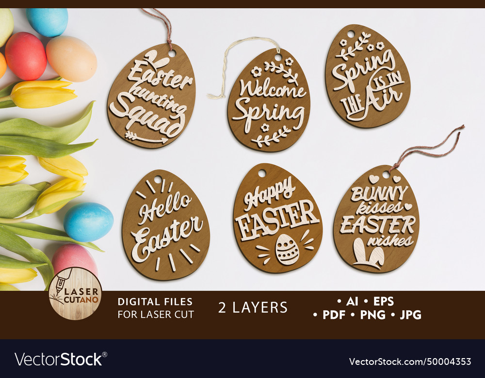 Easter eggs bundle multilayer decorative template Vector Image