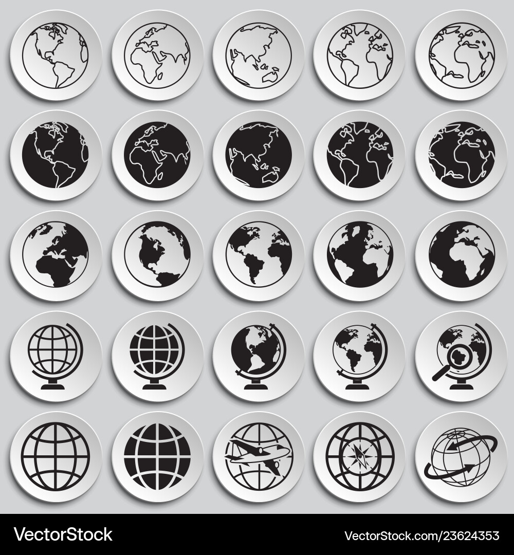 Globe icons on plates background for graphic Vector Image