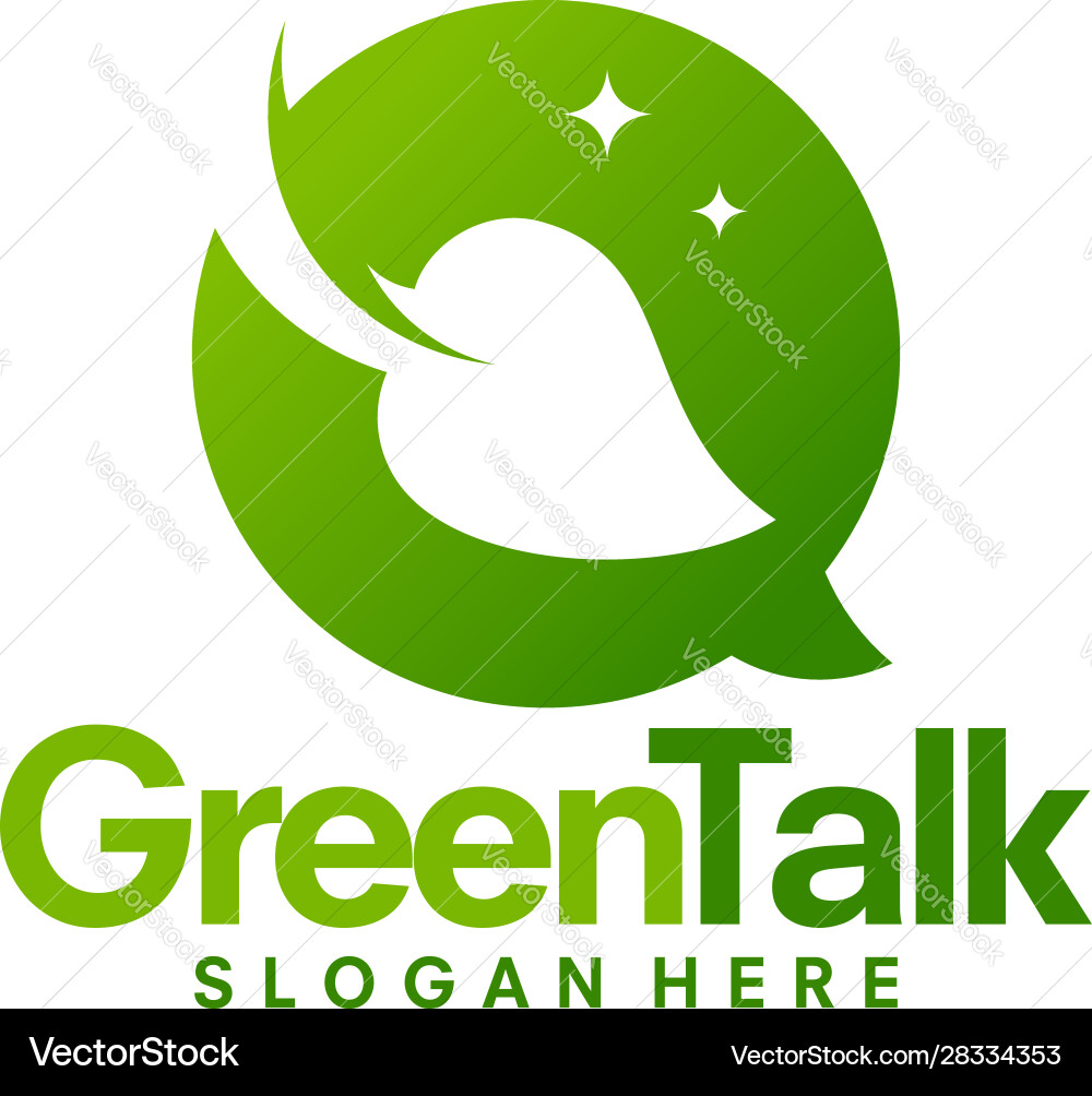 Green talk logo template nature discussion Vector Image