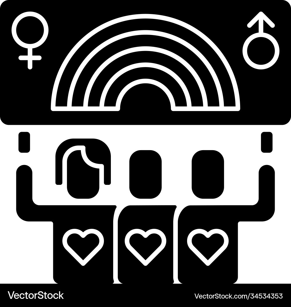Pride parade banner black glyph icon Royalty Free Vector