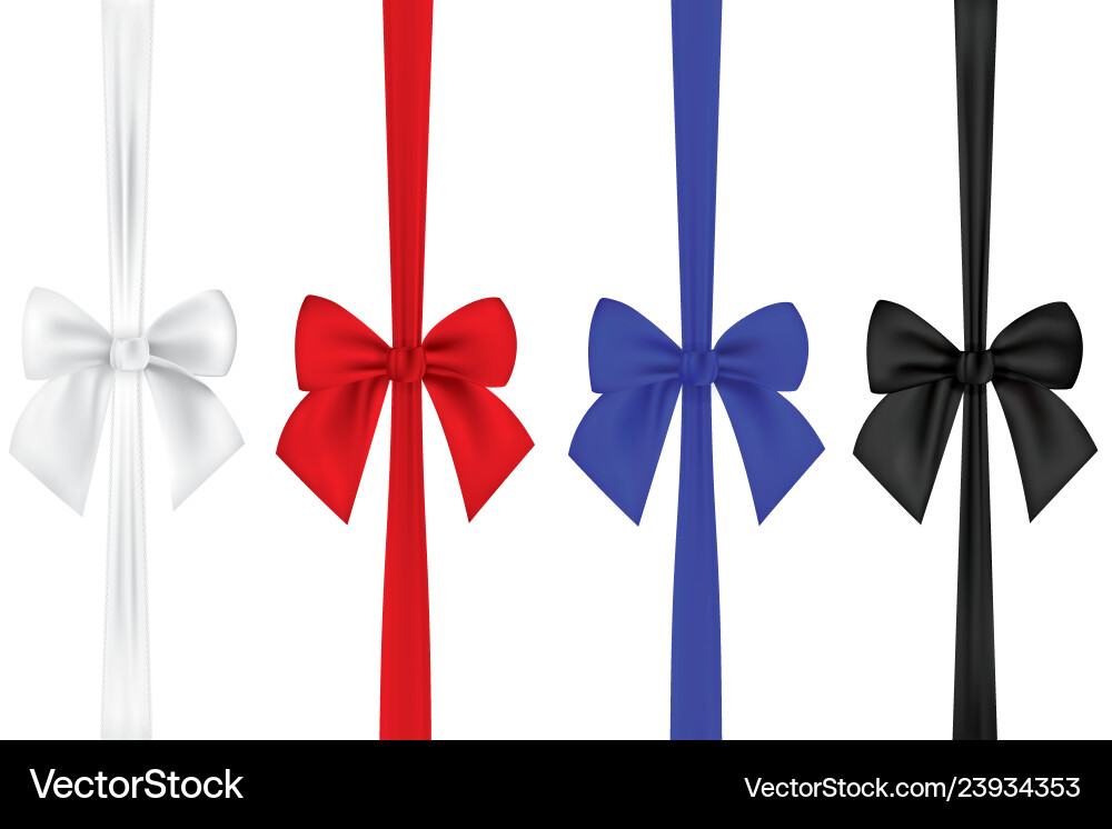 Realistic set of multicolored bows isolated Vector Image