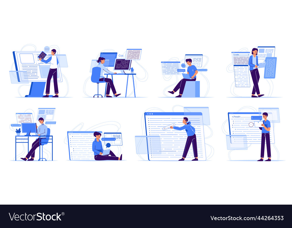 Software developers programmers and it engineers Vector Image
