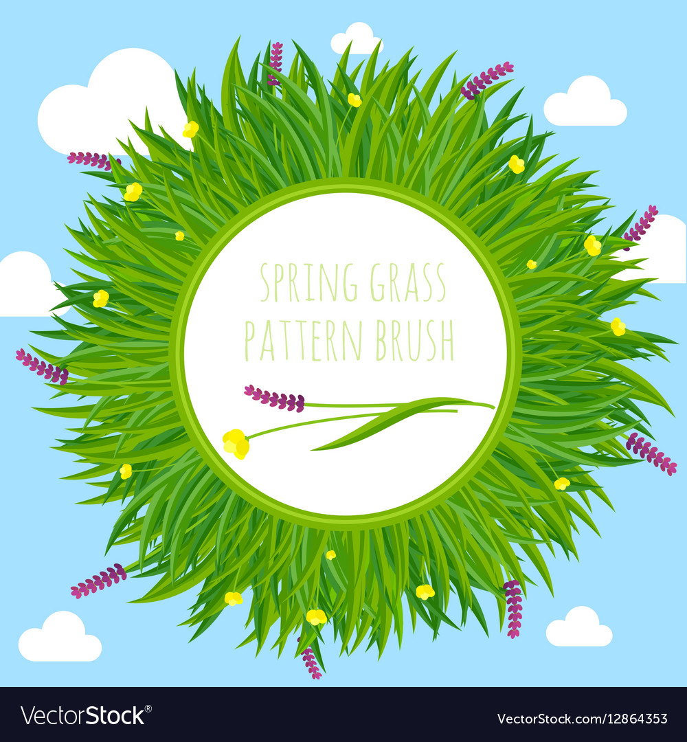 Spring grass pattern brush border frame Royalty Free Vector