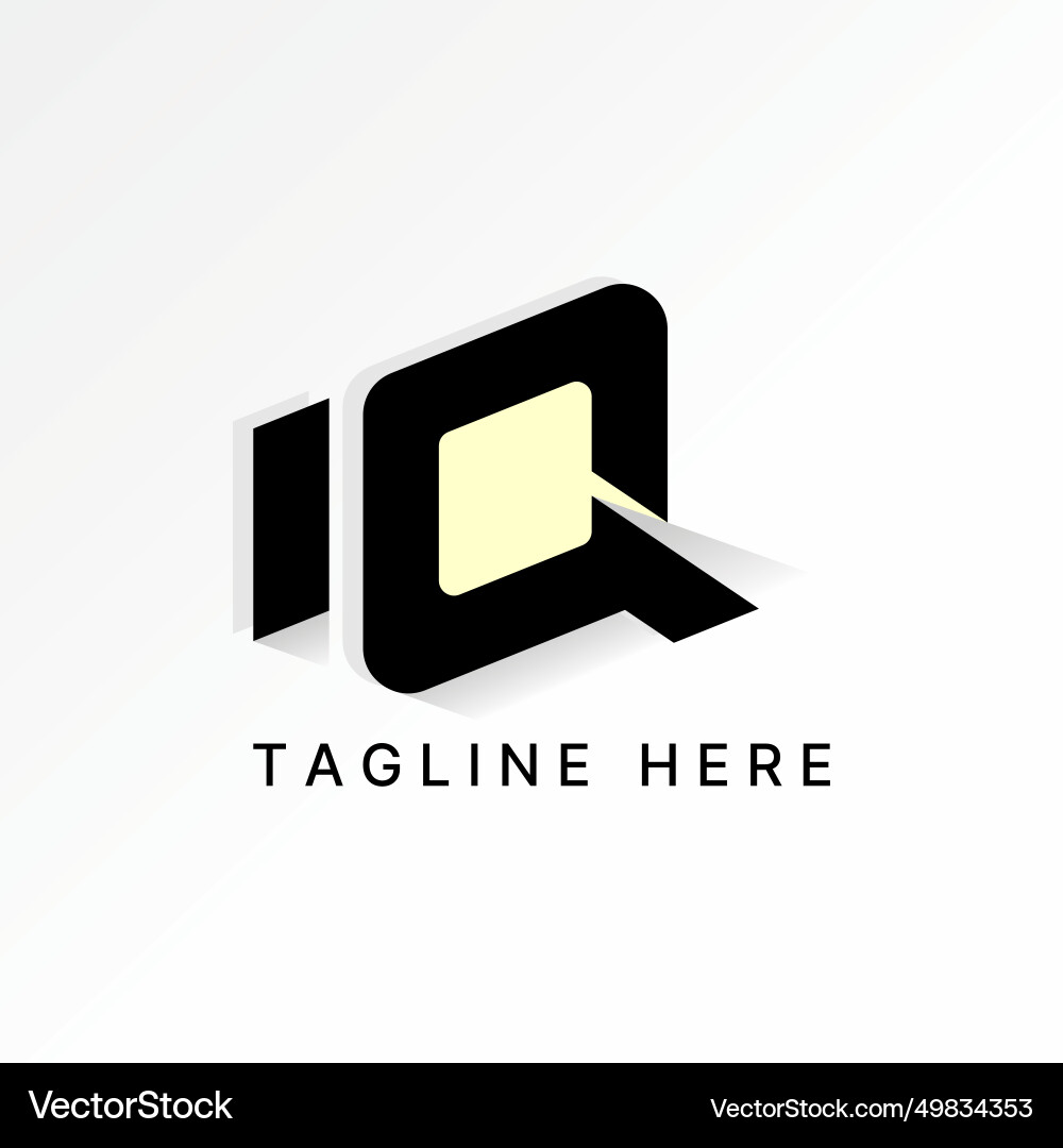 Stock unique initial letter iq font with shadow Vector Image