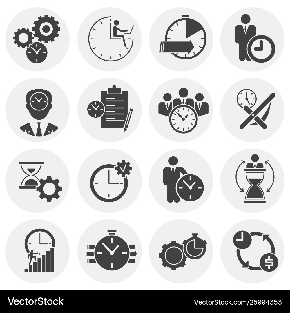 Time management related icons set on background Vector Image