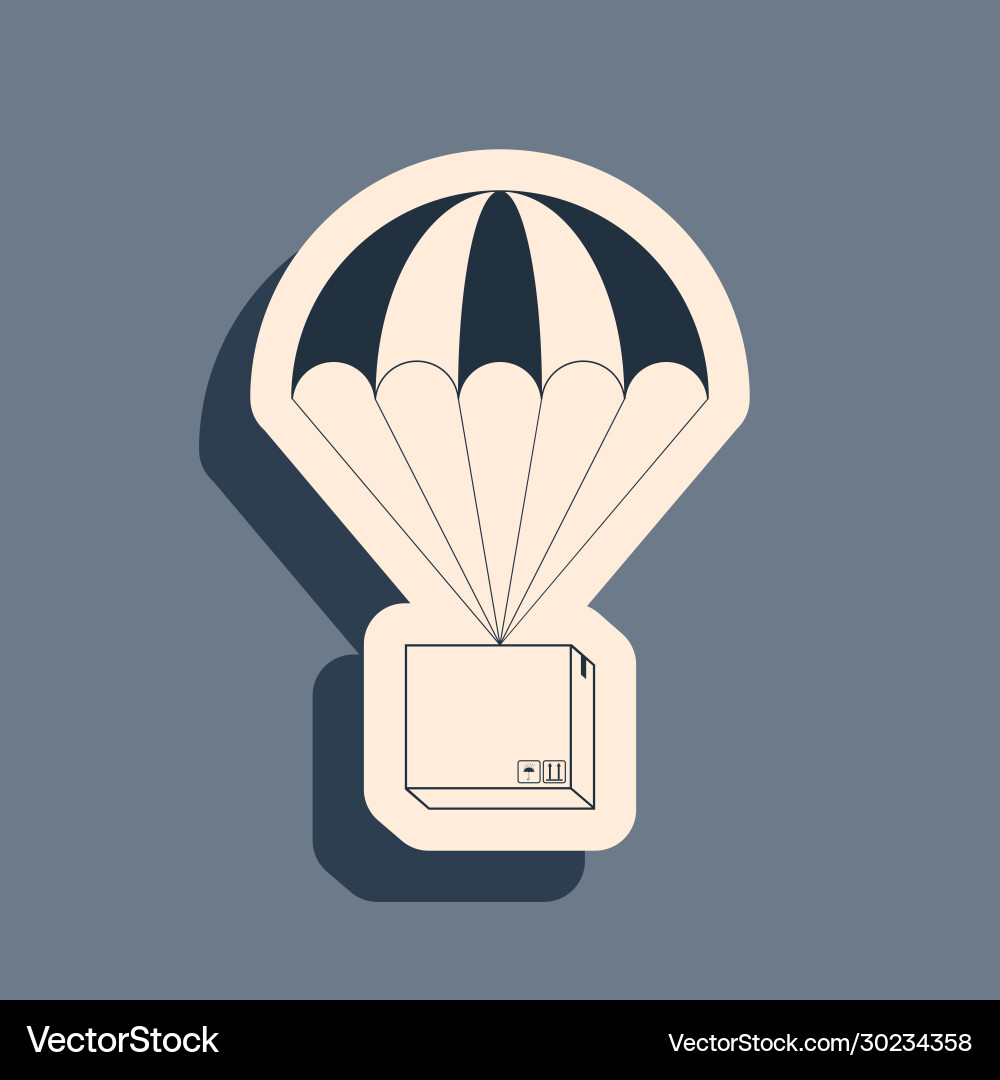 Black box flying on parachute icon isolated Vector Image