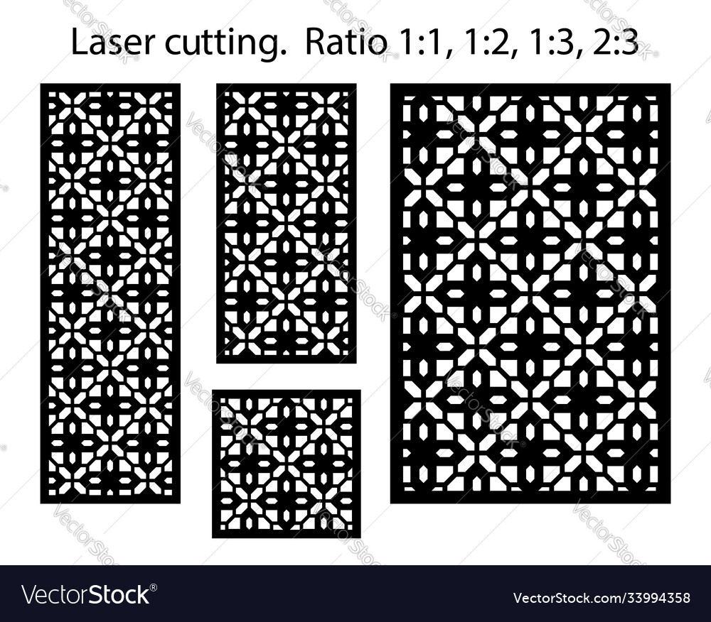 Cnc template set laser pattern set geometric Vector Image