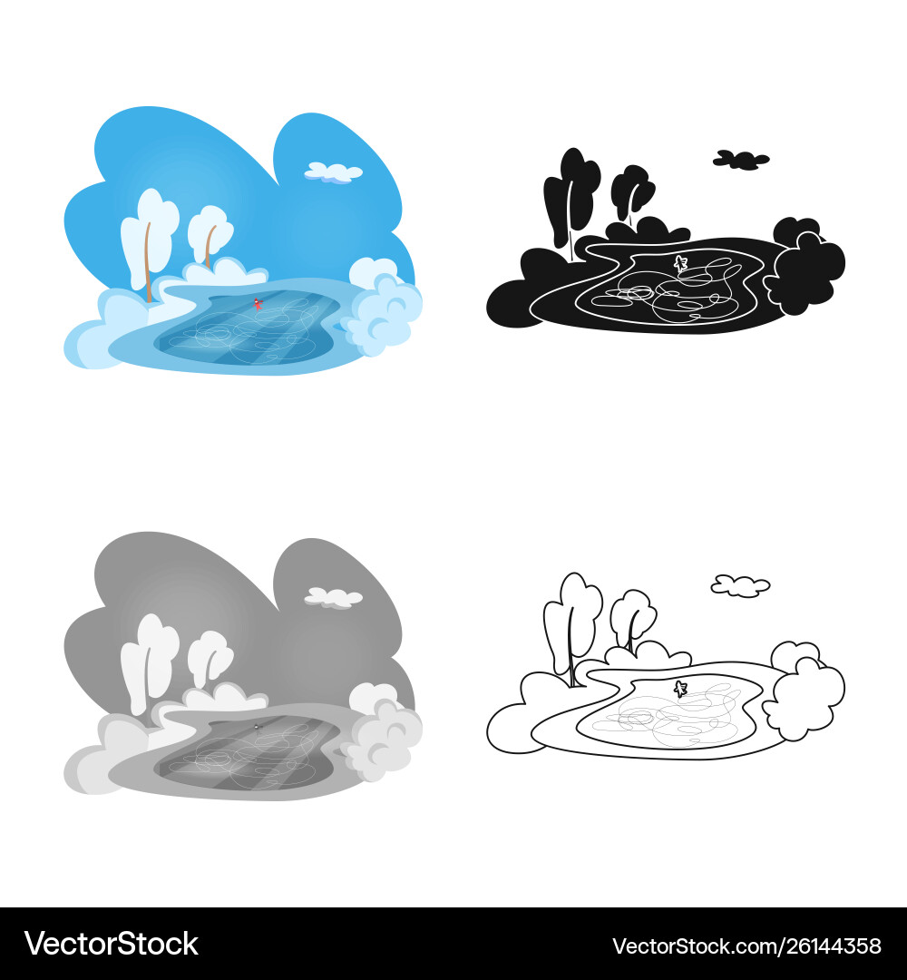 Design pond and ice icon set Royalty Free Vector Image