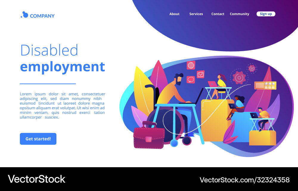 Disabled employment concept landing page Vector Image