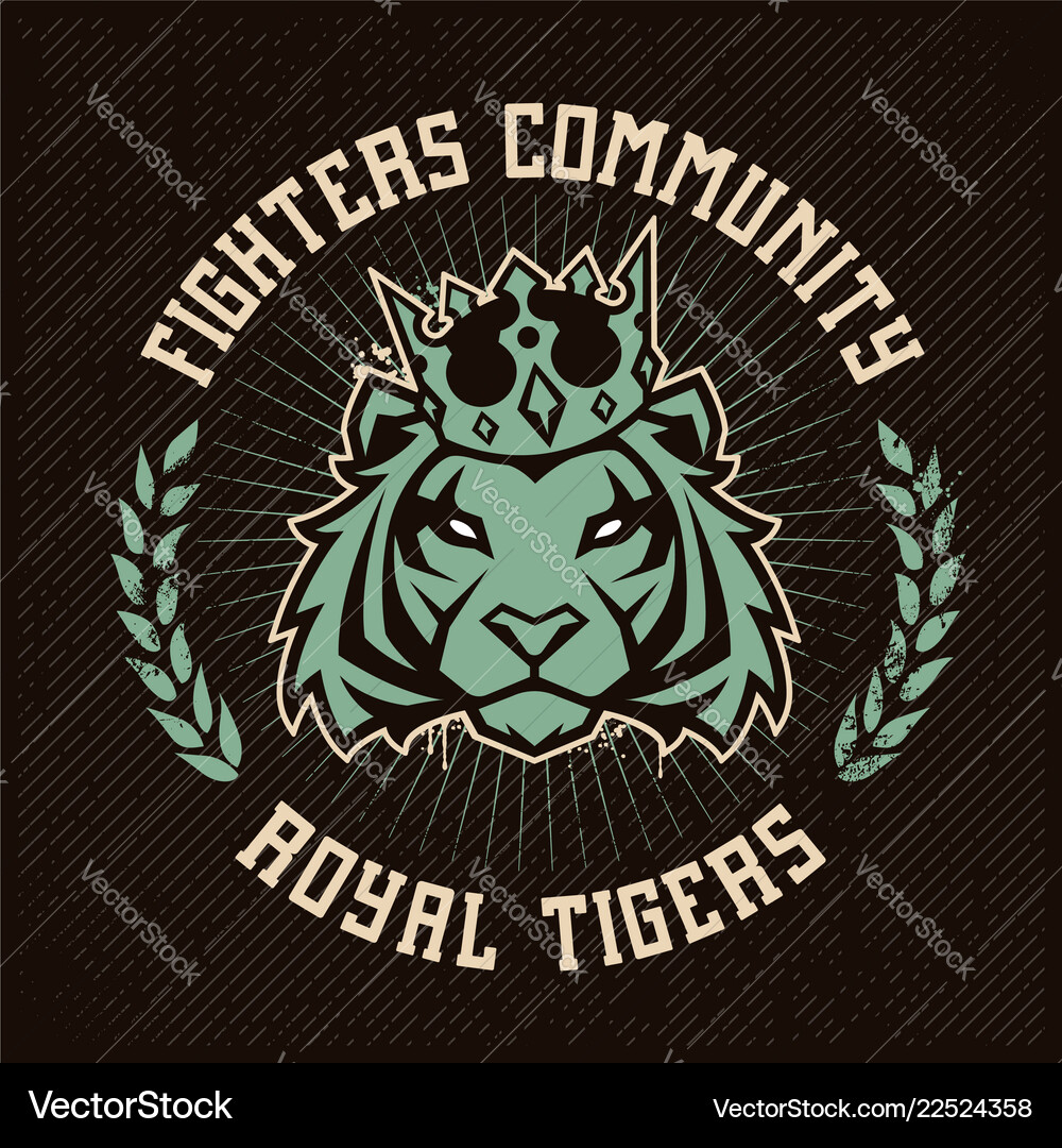 Emblem design with tiger in crown Royalty Free Vector Image