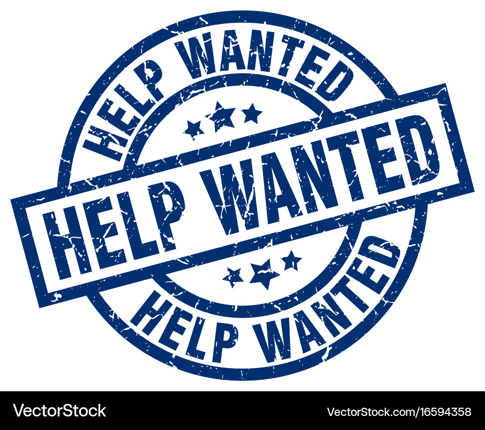 Help wanted blue round grunge stamp Royalty Free Vector