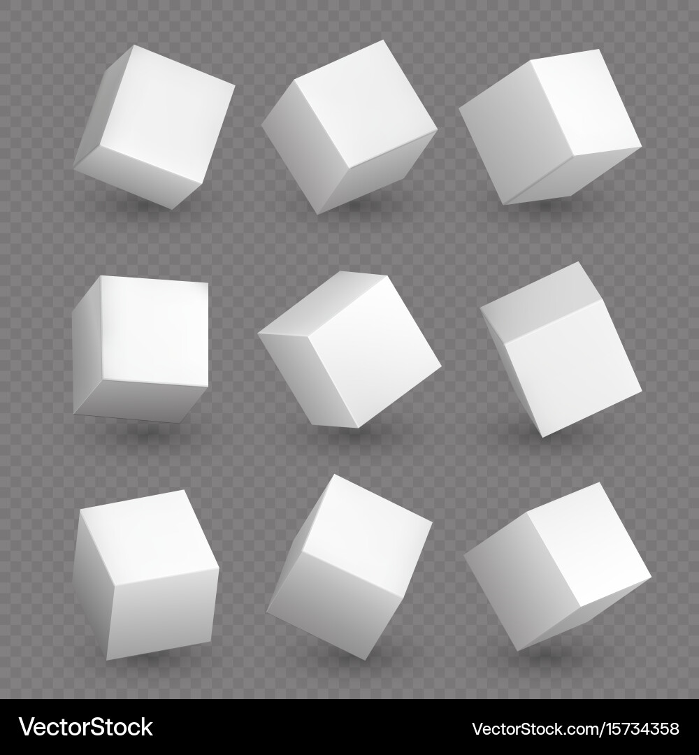 Isolated 3d cubics white cubes or box shapes Vector Image