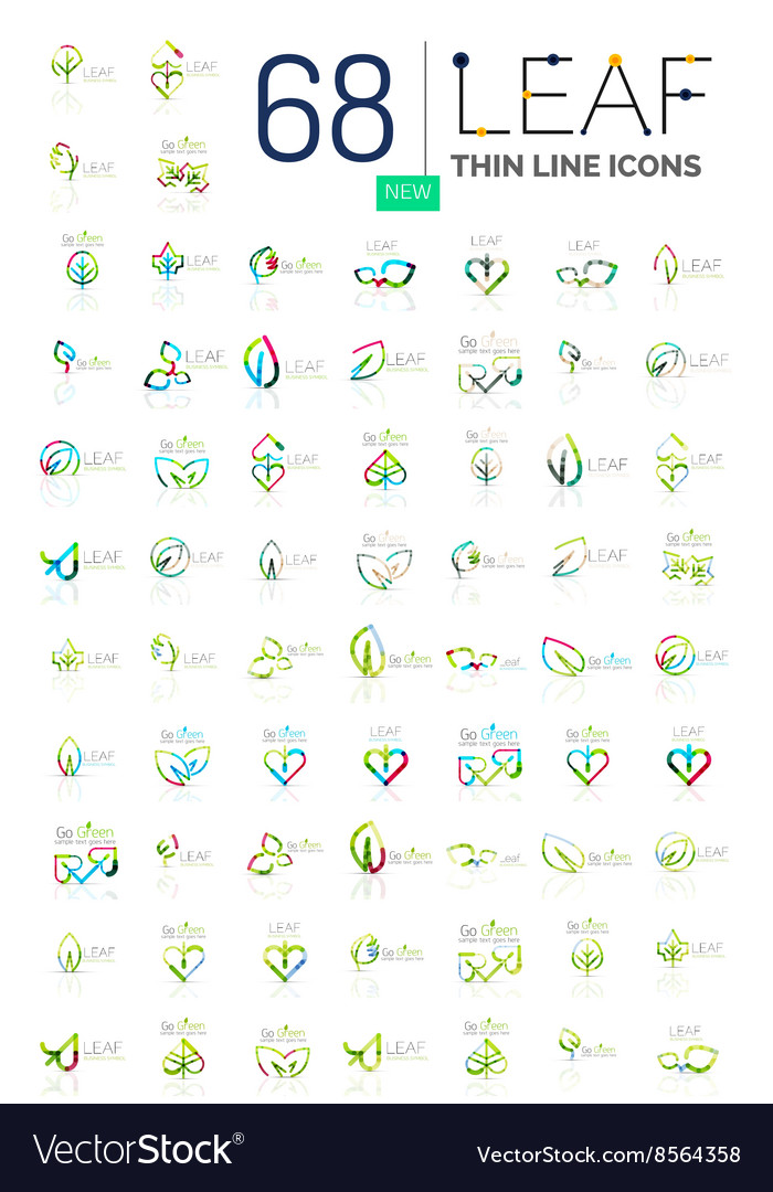 Thin line leaf geometric icons Royalty Free Vector Image