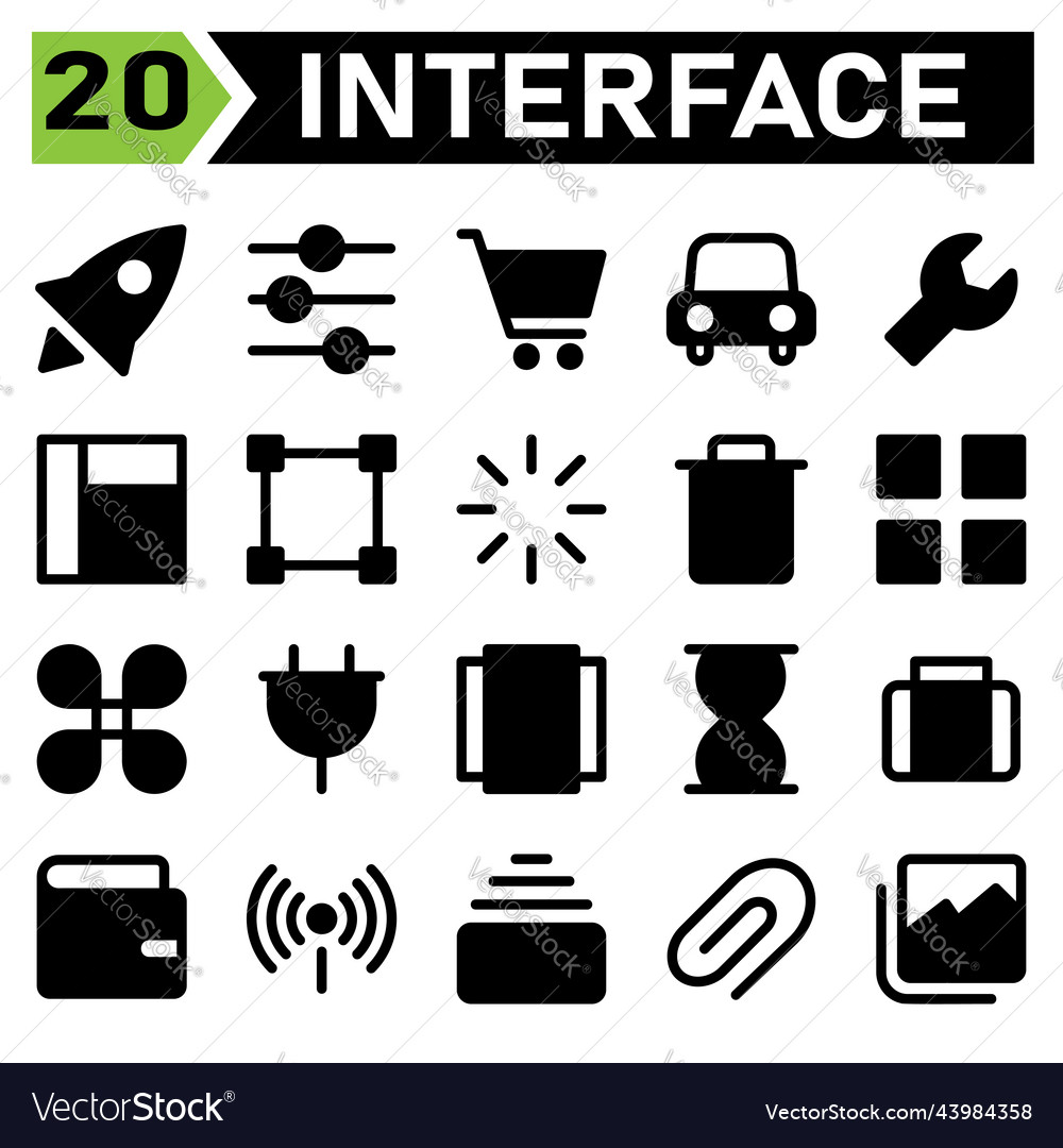 User interface icon set include rocket start up Vector Image