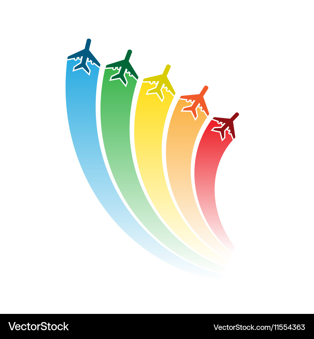Airplanes with rainbow Royalty Free Vector Image