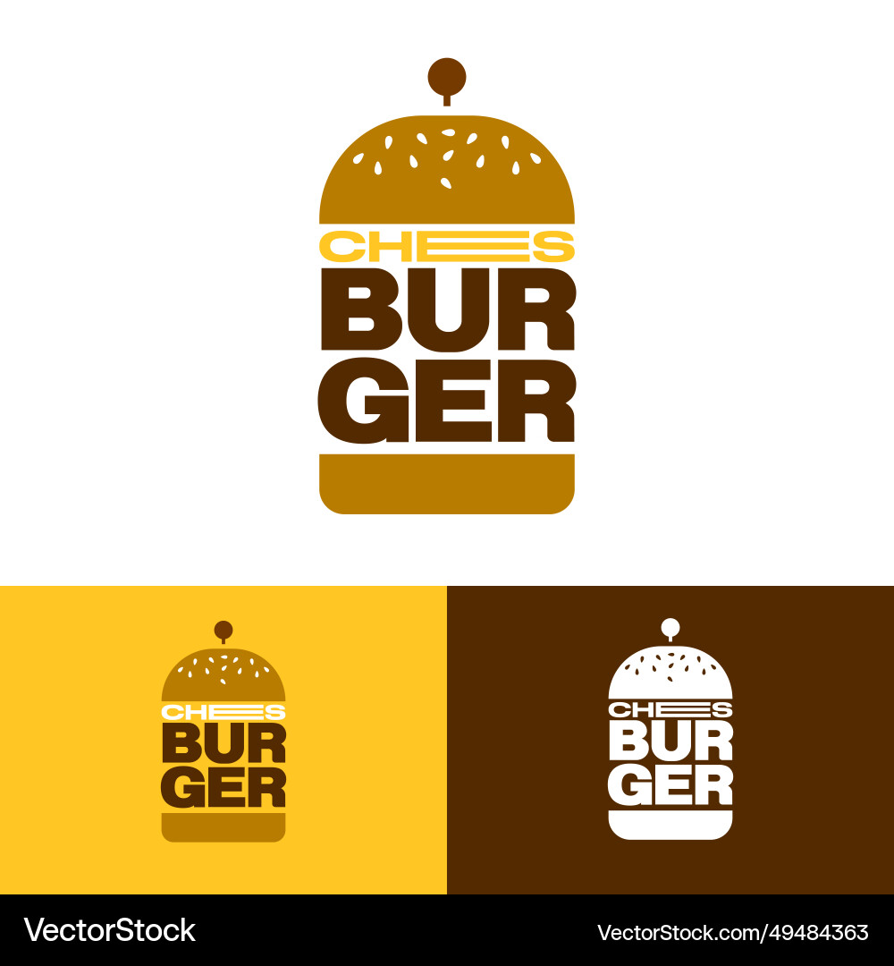 Burger logo lettering classic cheeseburger emblem Vector Image