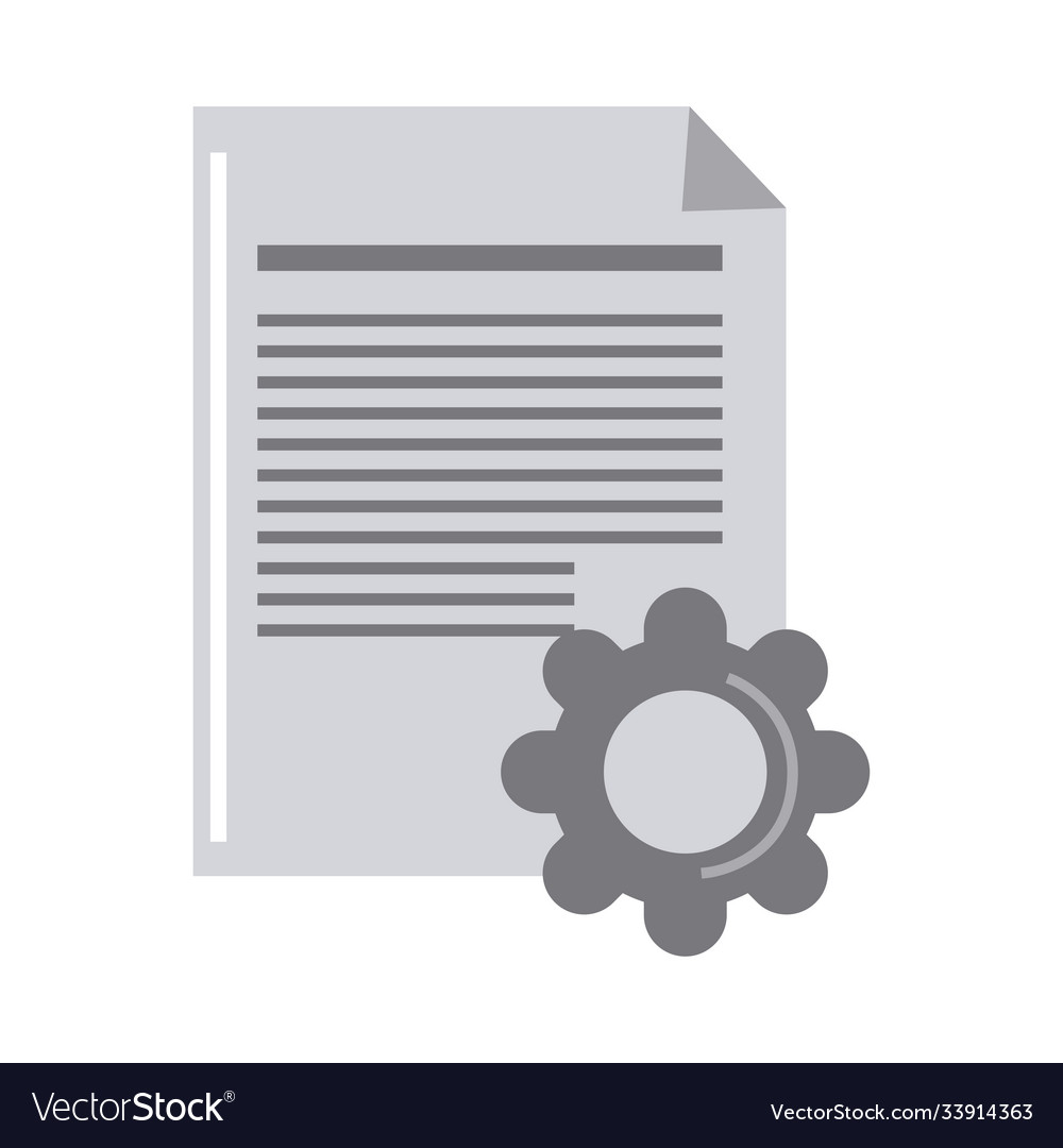 Data analysis document paper gear work flat icon Vector Image