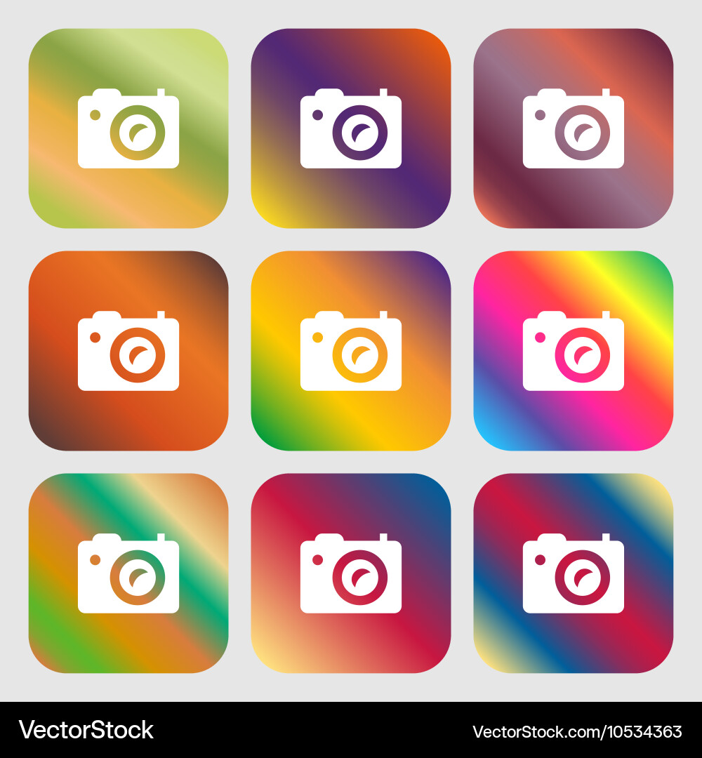 Digital photo camera icon nine buttons with bright