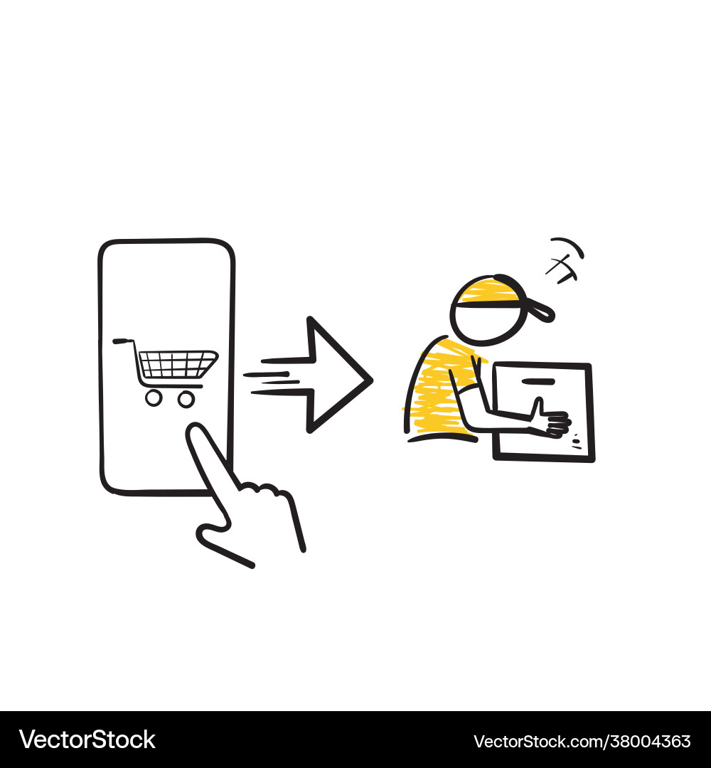 Hand drawn purchase order and delivery isolated Vector Image