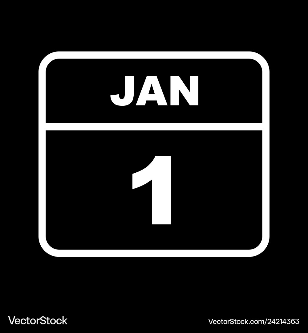 January 1st date on a single day calendar Vector Image