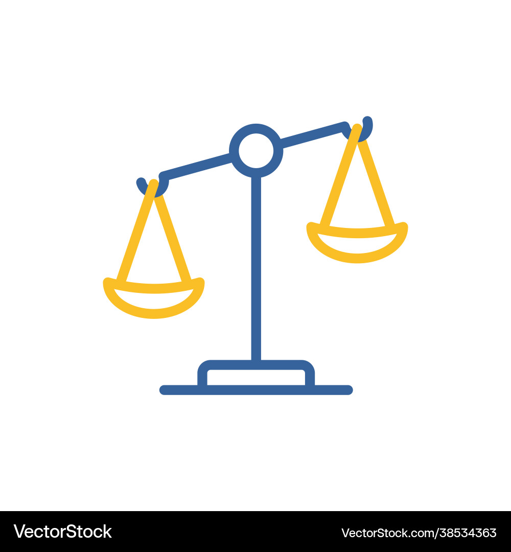 Law scale flat icon justice outline icon Vector Image