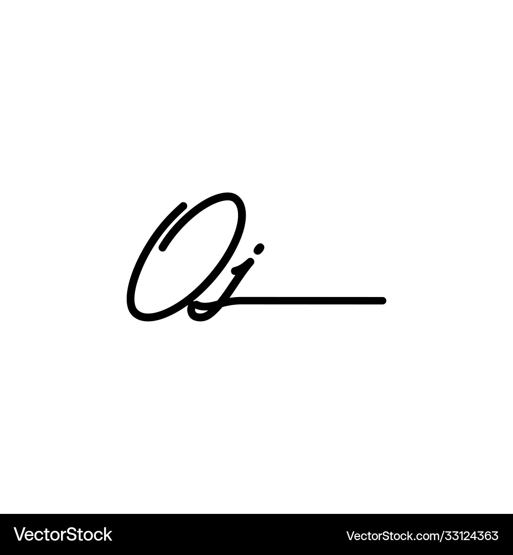Letter oj signature logo template Royalty Free Vector Image