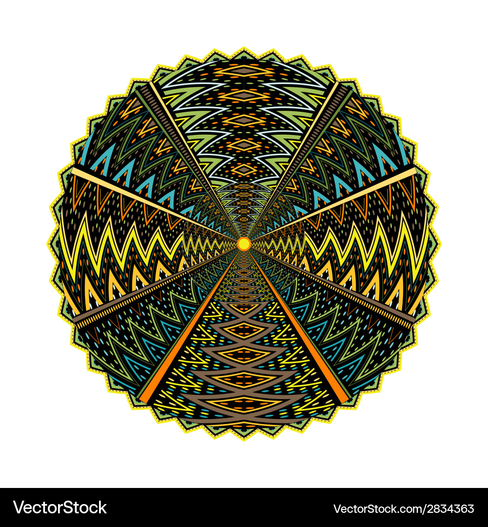 Round geometric motif isolated on white background