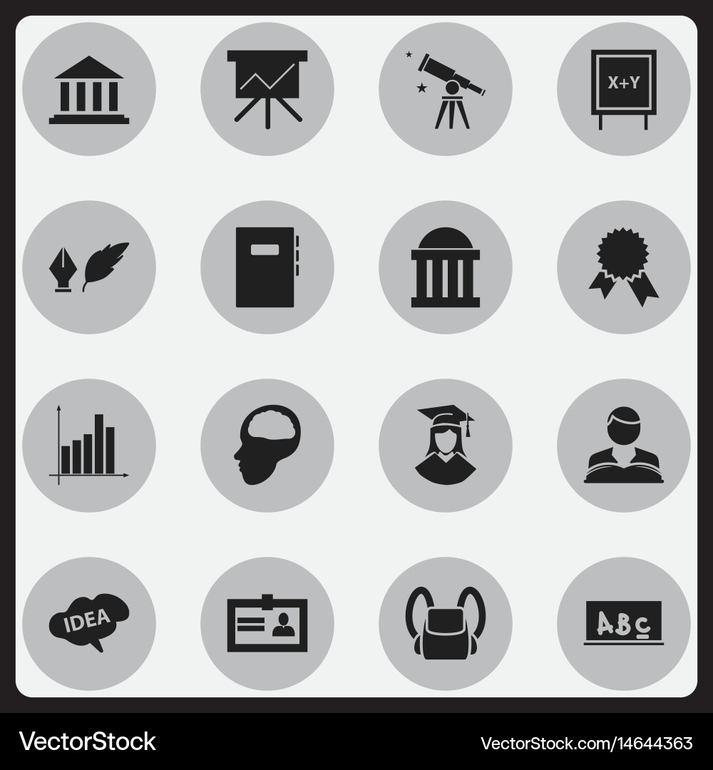 Set of 16 editable university icons includes Vector Image