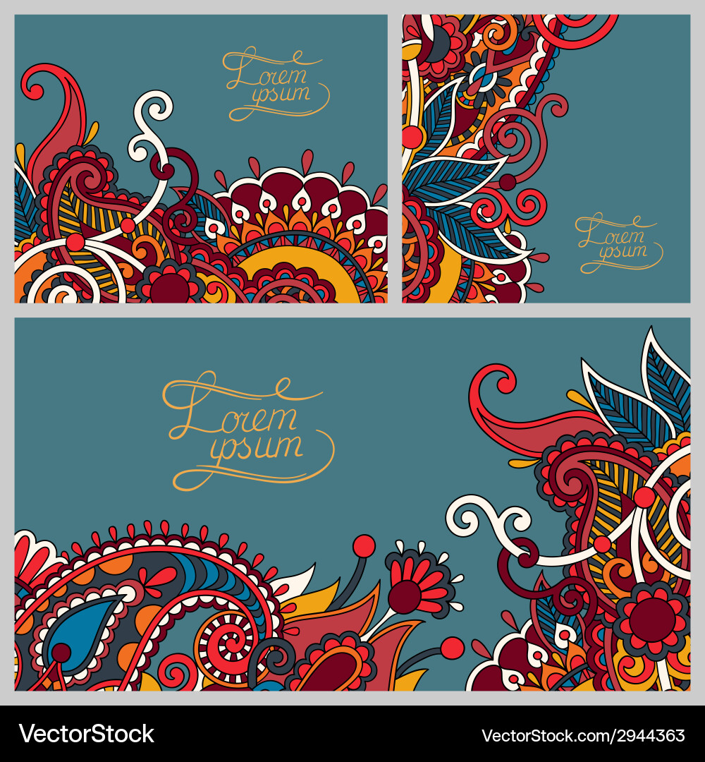 Set of floral decorative background template frame