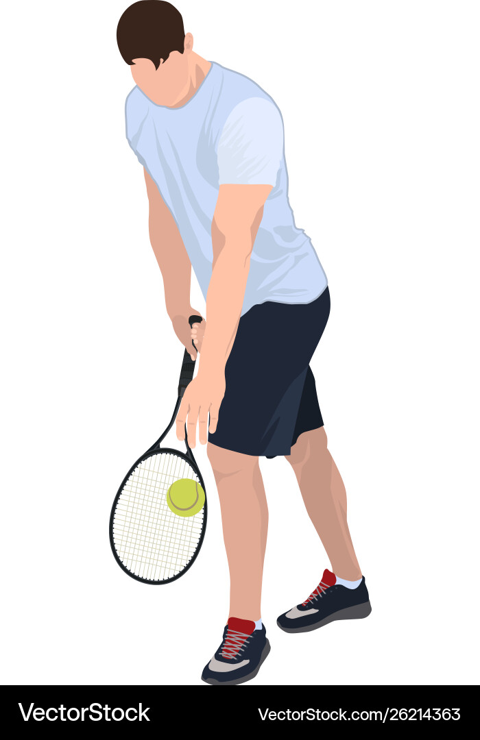 Tennis player with ball and racket flat Royalty Free Vector
