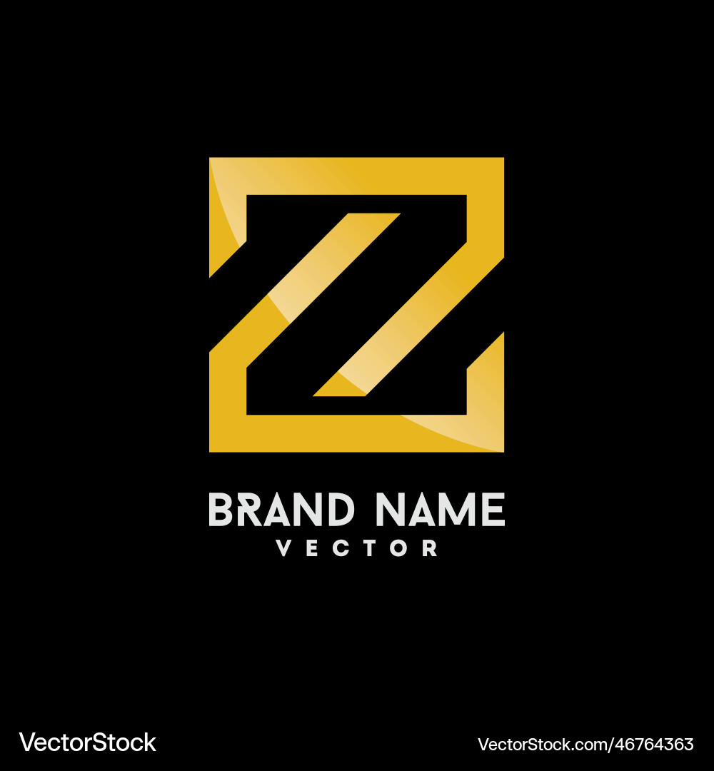 Z letter in gold monogram style logo design Vector Image