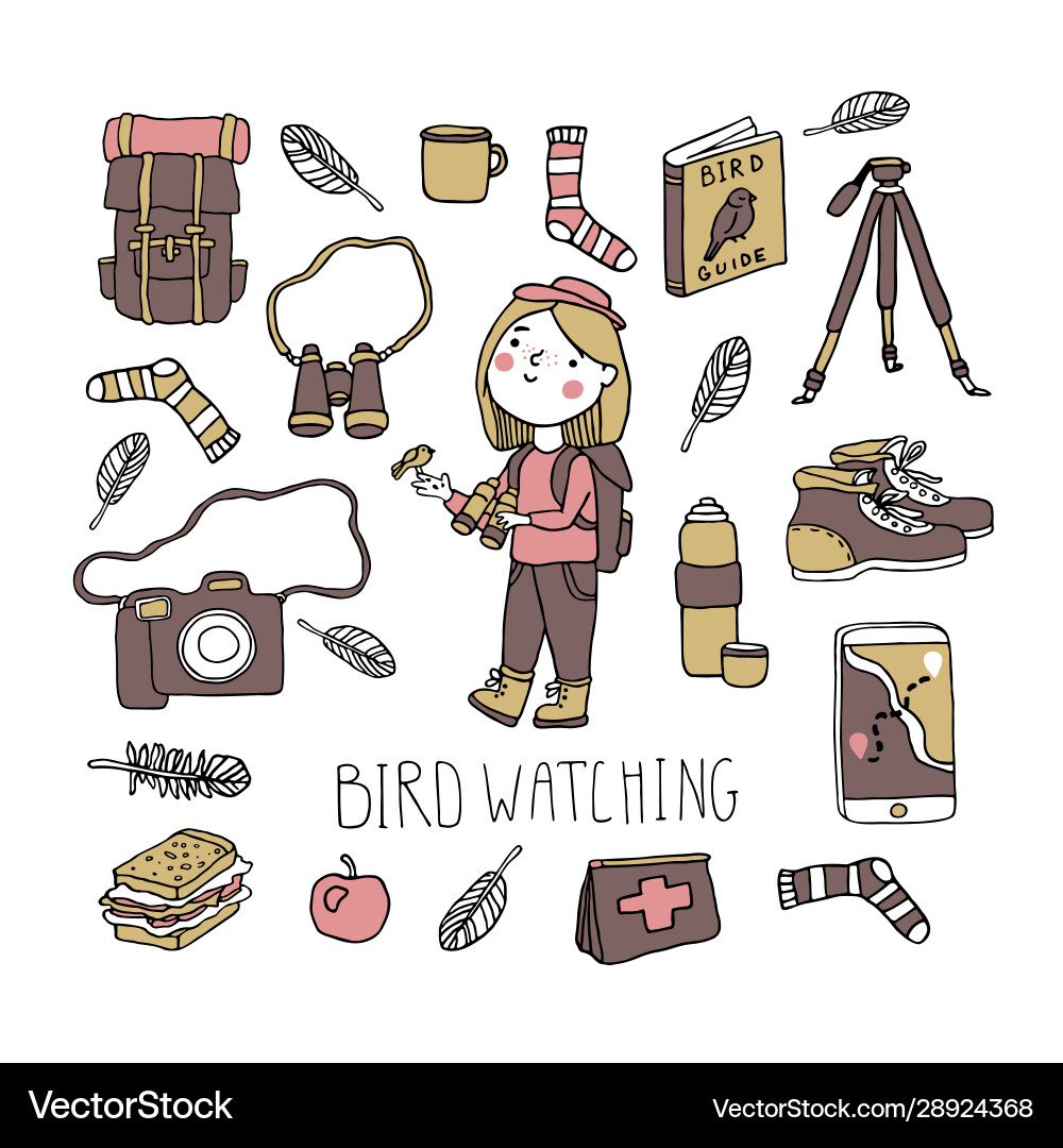 Bird watching birding and ornithology concept Vector Image