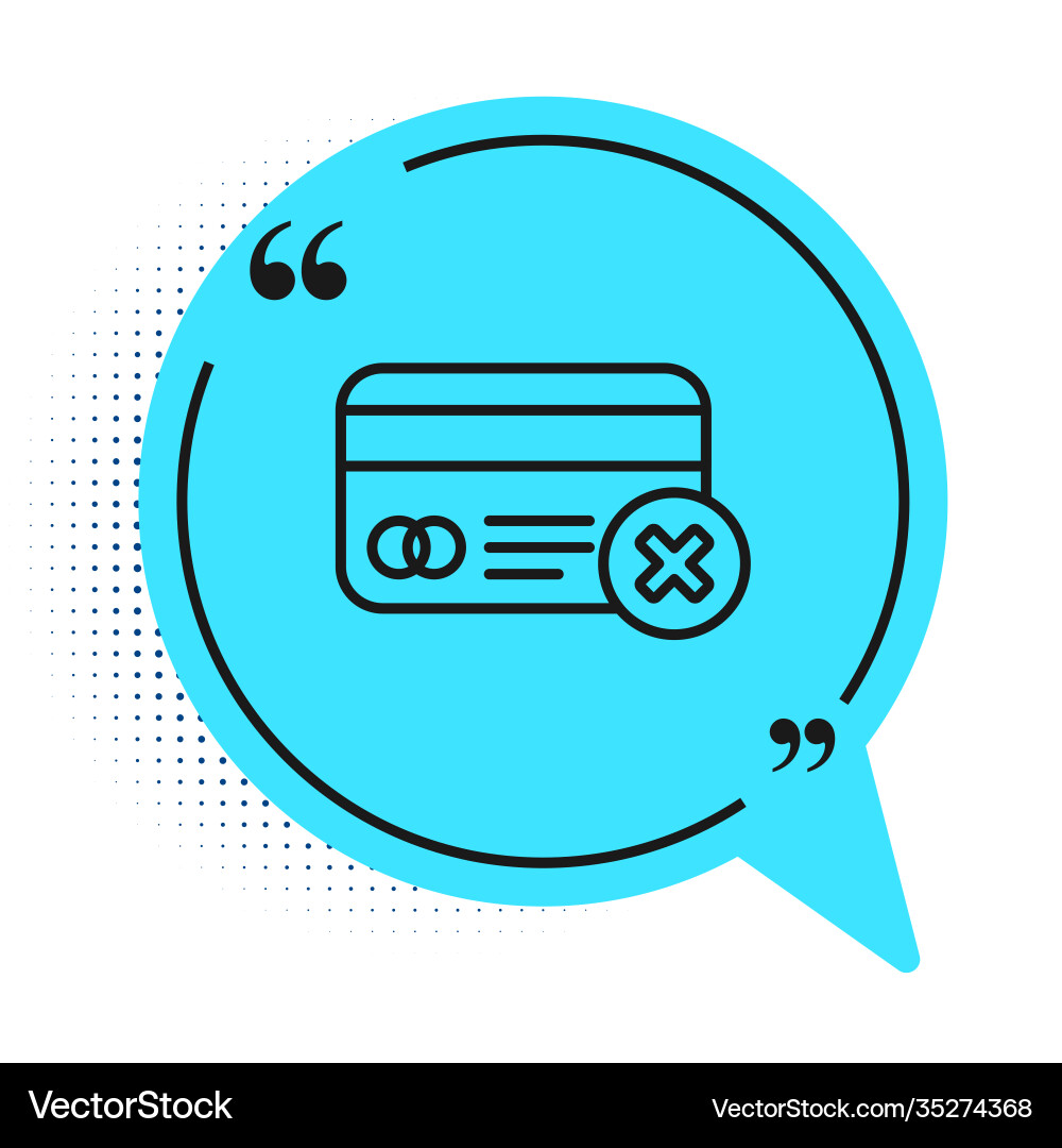 Black line credit card remove icon isolated Vector Image