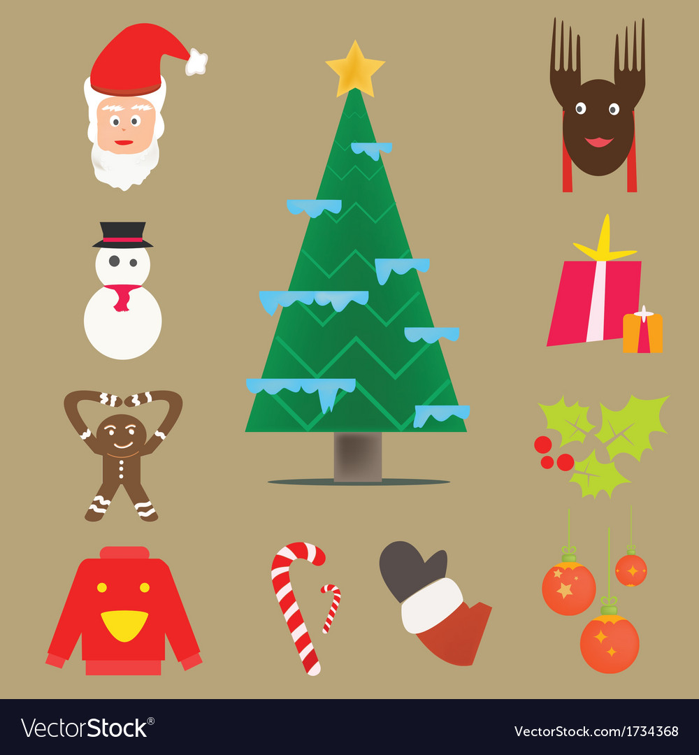 Christmas icons set Royalty Free Vector Image - VectorStock