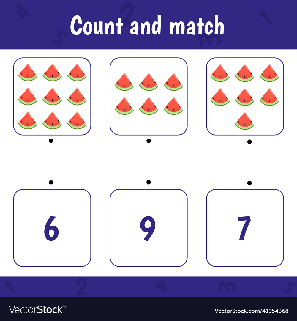 Count watermelon and match Royalty Free Vector Image