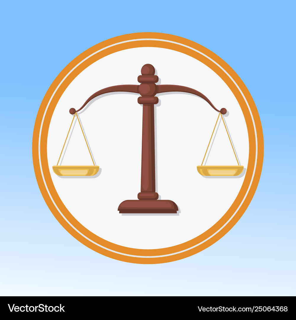 Court symbol scales flat Royalty Free Vector Image