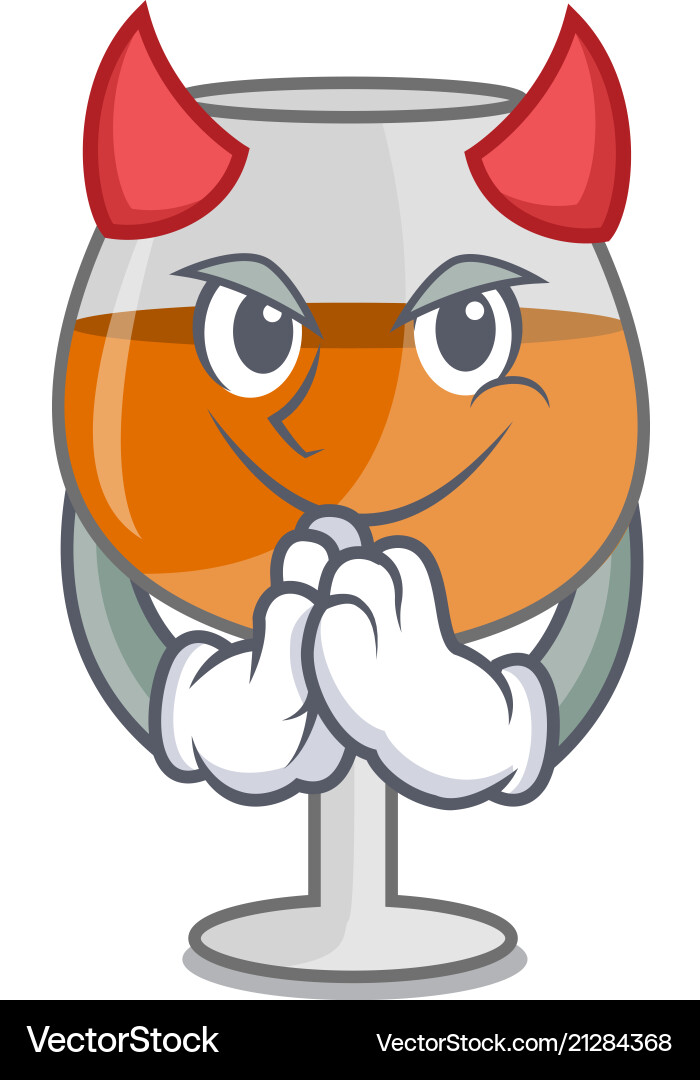 Devil cognac balloon glass mascot cartoon Vector Image
