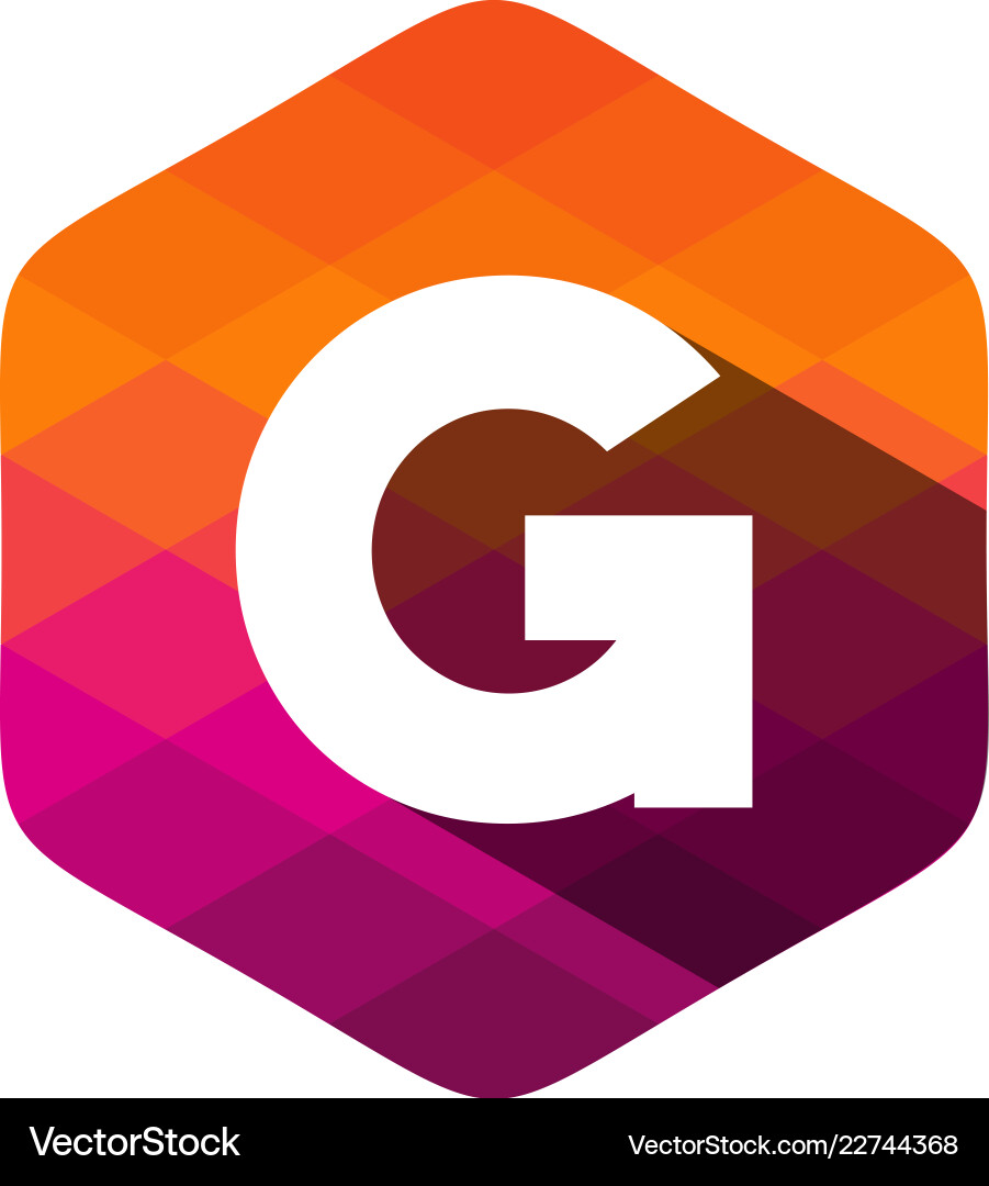 G hexagon pixel letter shadow logo icon design Vector Image
