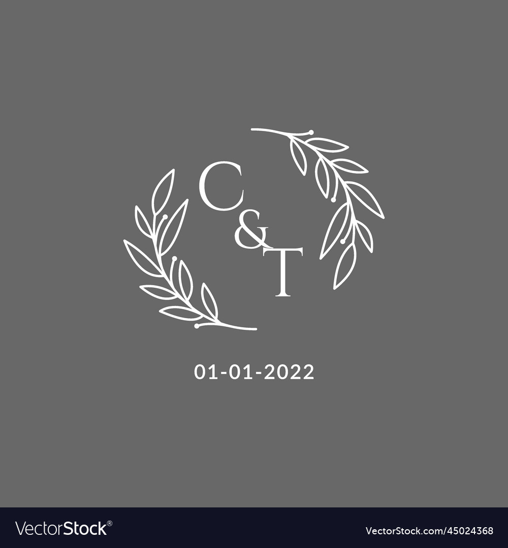 Initial letter ct monogram wedding logo Royalty Free Vector