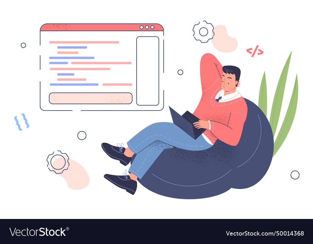 Man with coding concept Royalty Free Vector Image