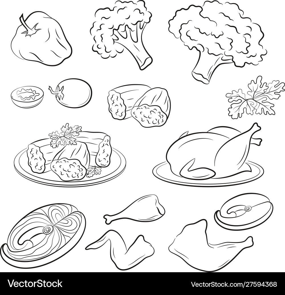 Set food pictograms Royalty Free Vector Image - VectorStock