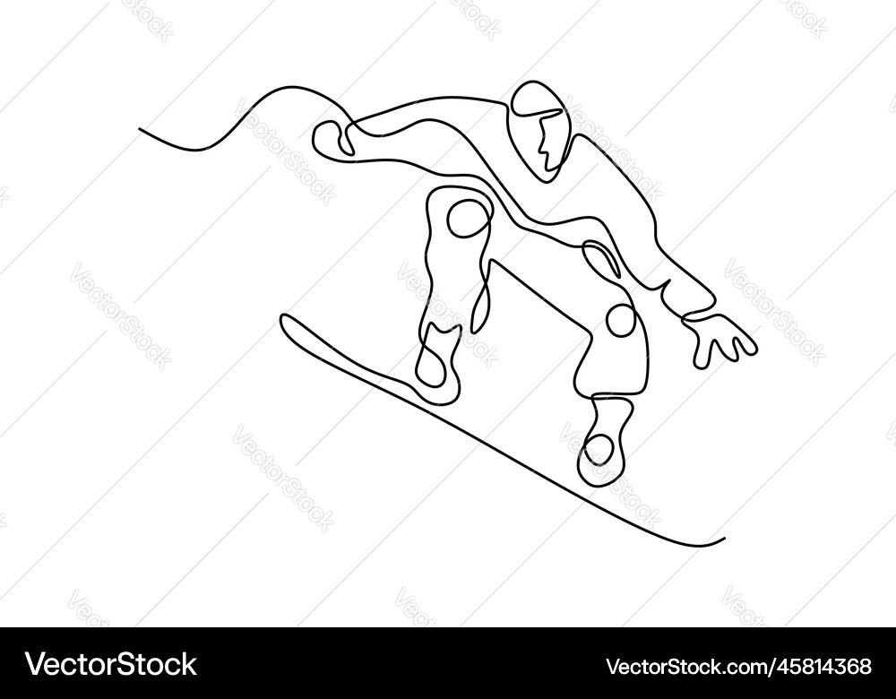 Skiing young pro guy in the mountains and Vector Image