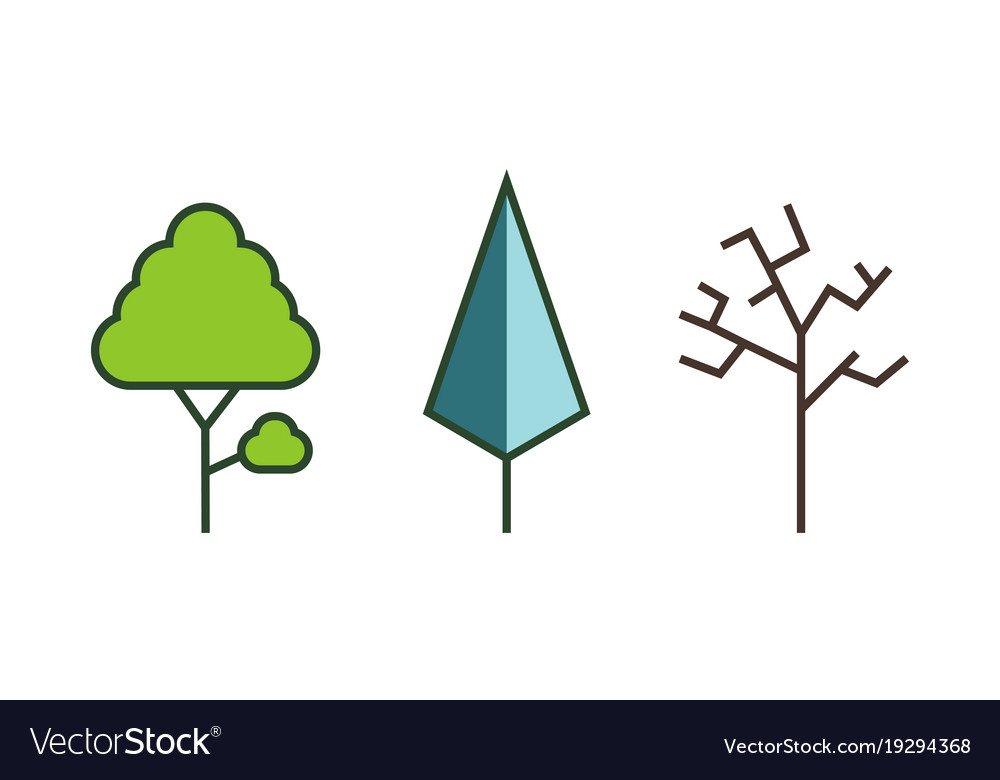 Tree flat style on white background color Vector Image