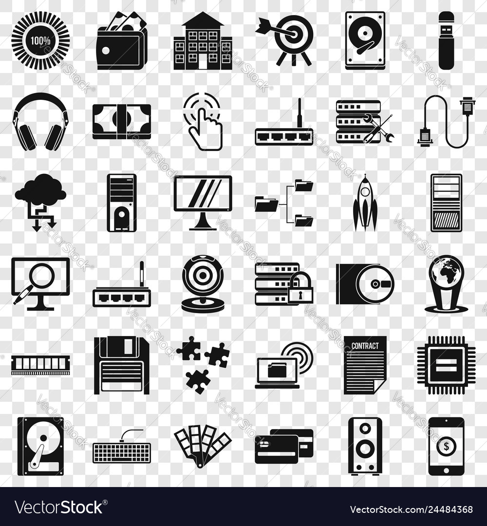 Web development icons set simple style Royalty Free Vector