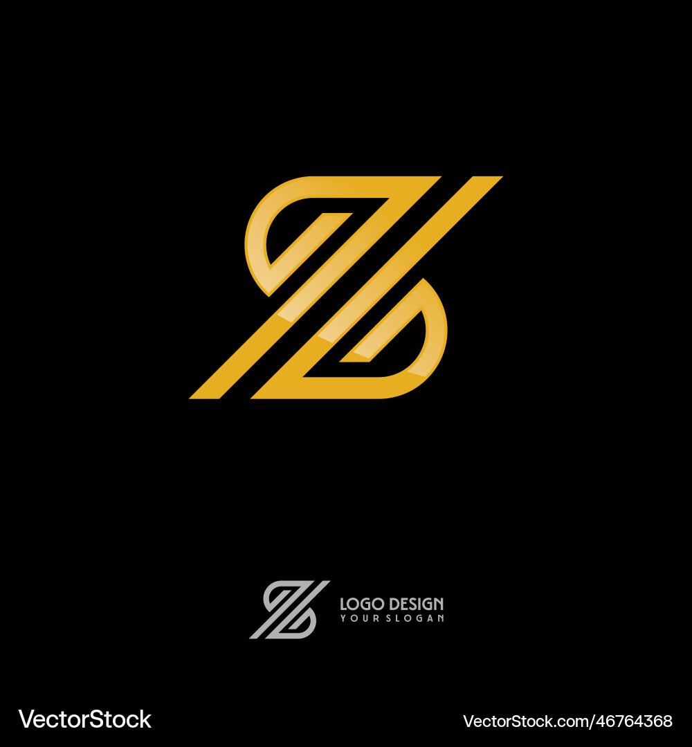 Z symbol in gold monogram style Royalty Free Vector Image
