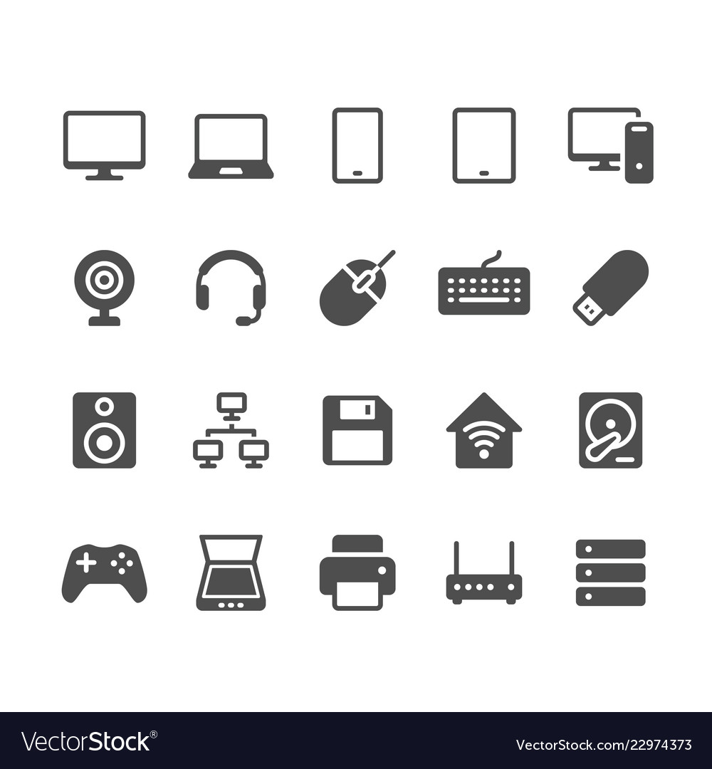 Computer glyph icons Royalty Free Vector Image