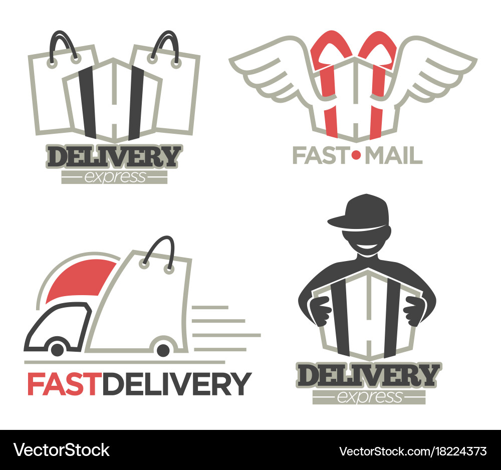 Delivery logo templates set for post mail food Vector Image