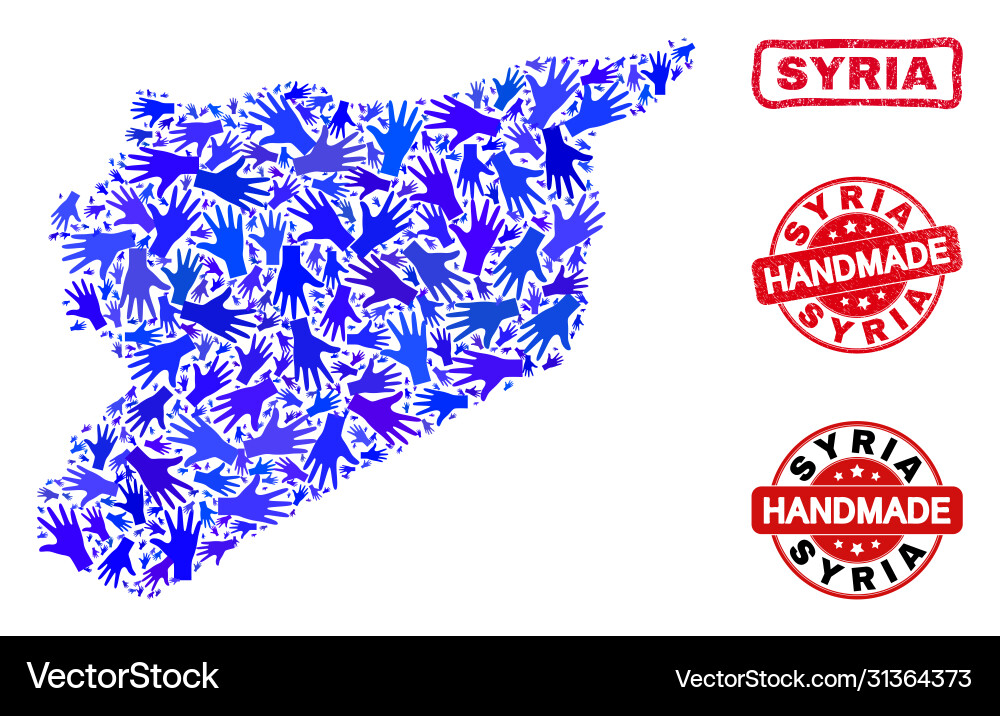 Hand collage syria map and grunge handmade Vector Image