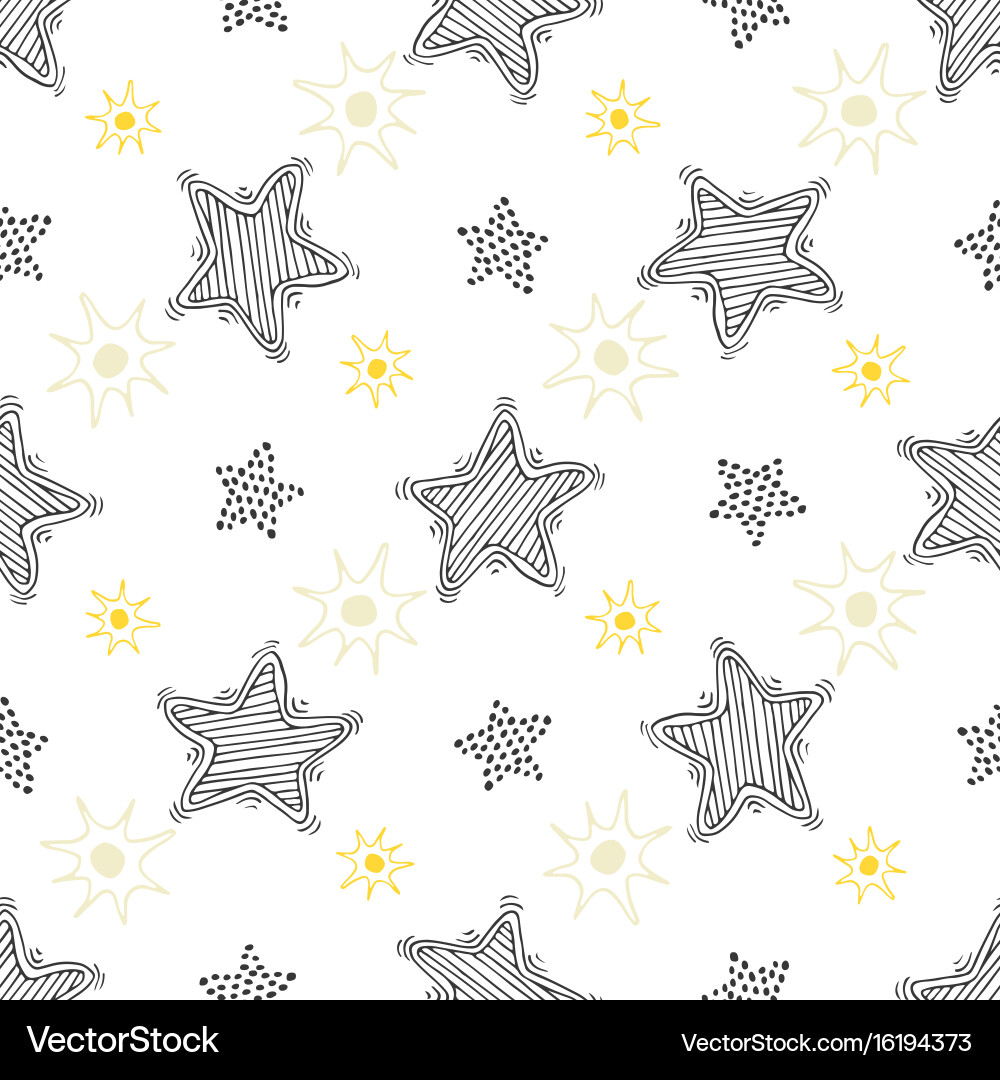 Hand drawn sketch stars seamless pattern childish Vector Image
