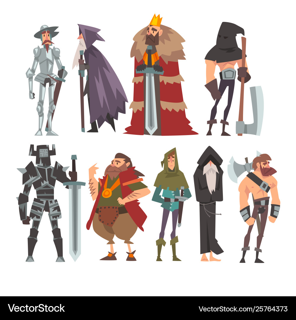 Medieval historical cartoon characters in Vector Image